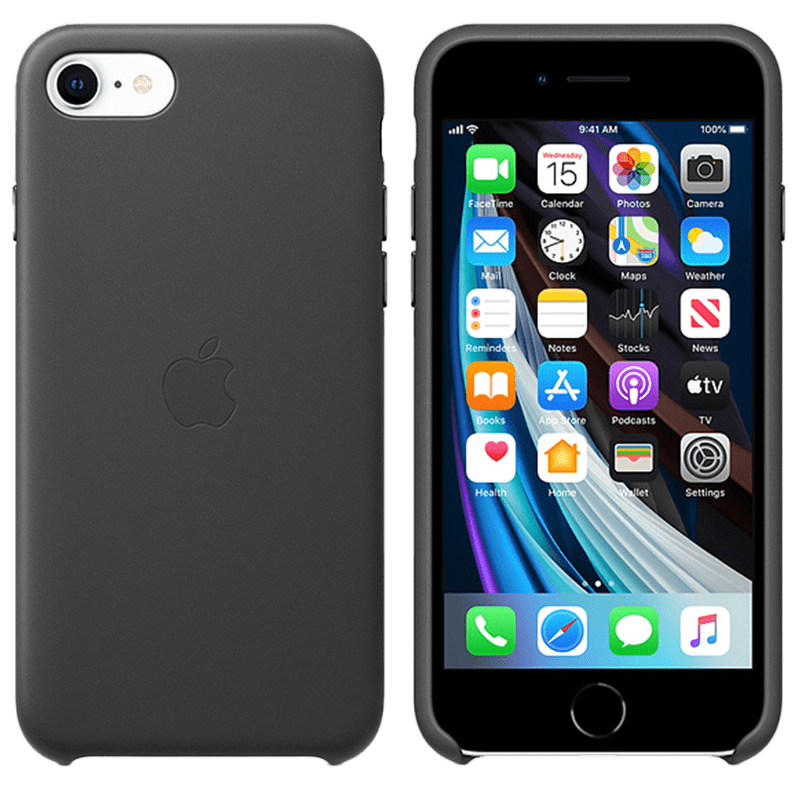 Buy Apple iPhone SE Leather Back Case Cover (MXYM2ZM/A, Black) Online ...