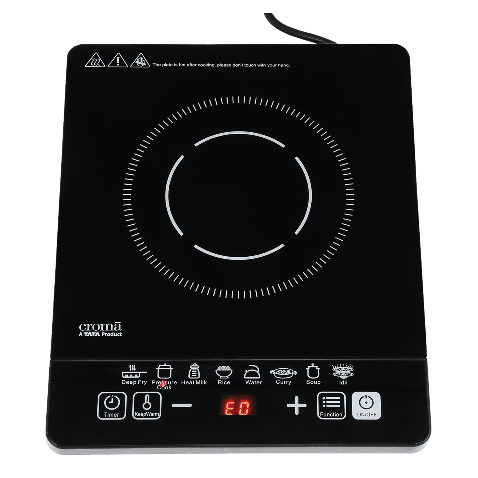 Buy Croma 1600W Single Induction Cooktop with 8 Preset Menu Online - Croma